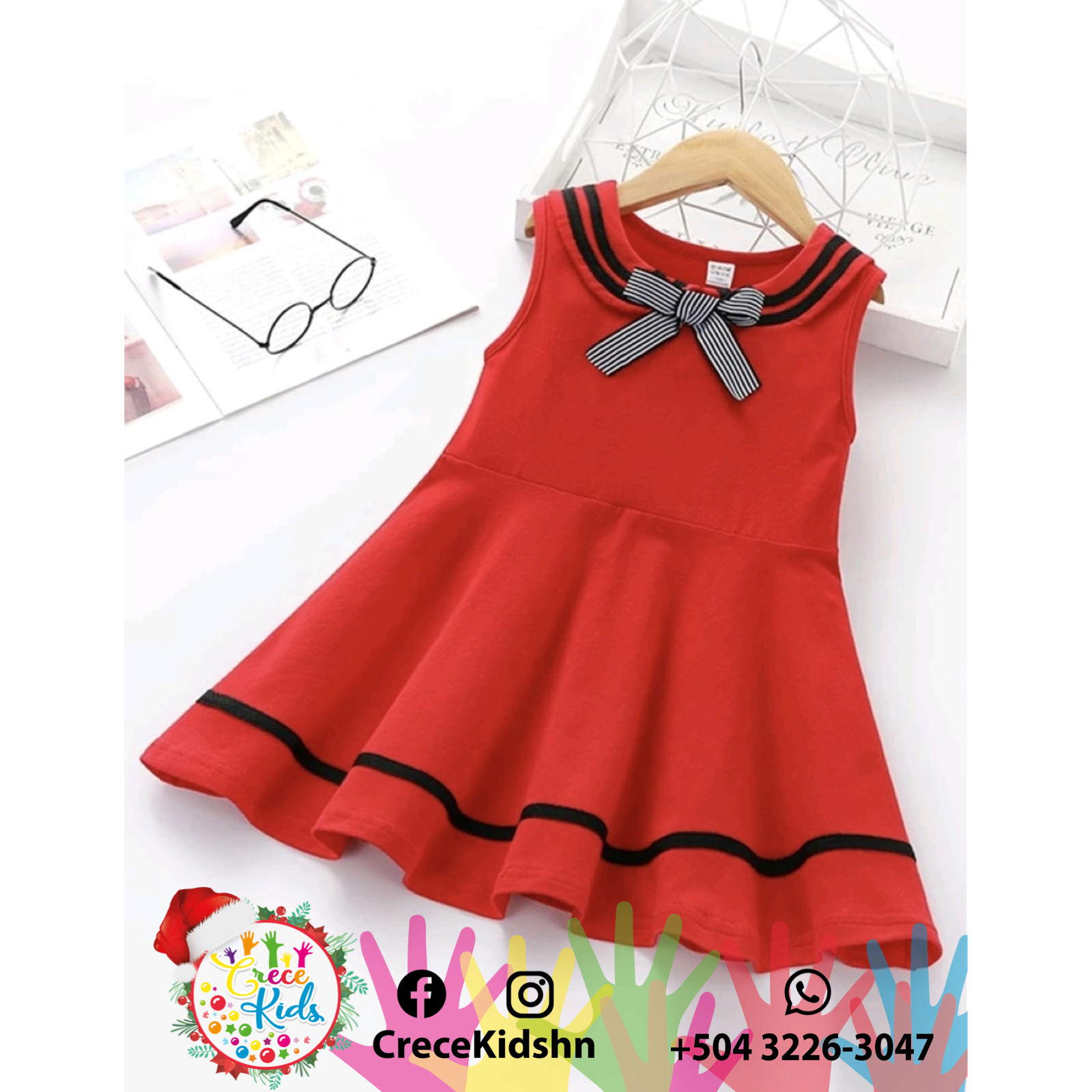 Vestido rojo sencillo con chongo – Crece Kids