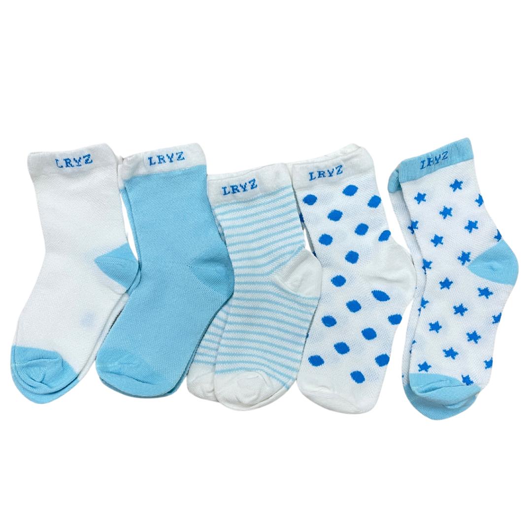 5 PACK CALCETINES ESTAMPADOS AZULES – Crece Kids